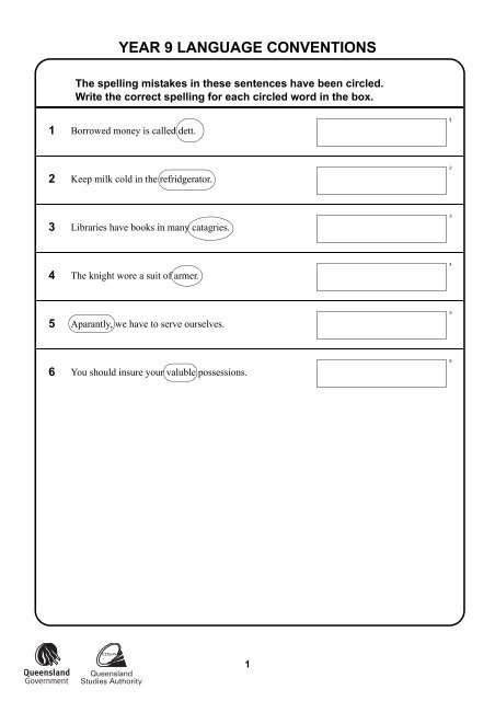 Year 9 Language conventions preparation material