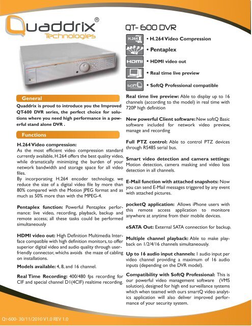 QT- 600 DVR - Quaddrix Technologies
