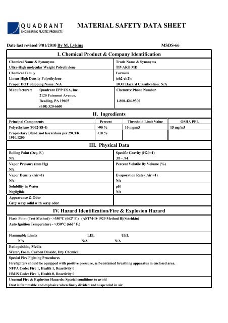 General Purpose MSDS 0066 - Quadrant