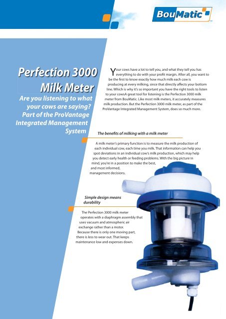 Perfection 3000 milk meter - Quality Certification Services