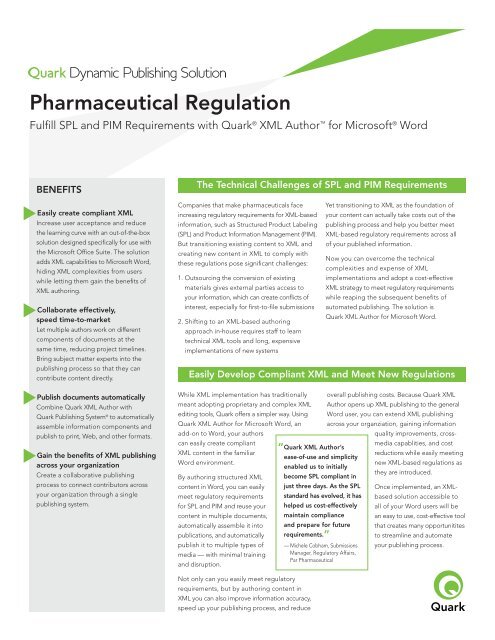 SPL, PIM info sheet - Quark