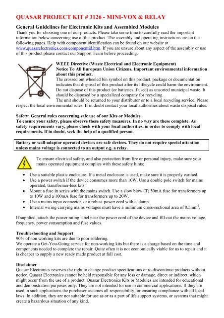 mini-vox & relay - Quasar Electronics