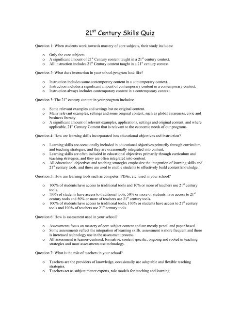 21st Century Skills Quiz - HFM BOCES