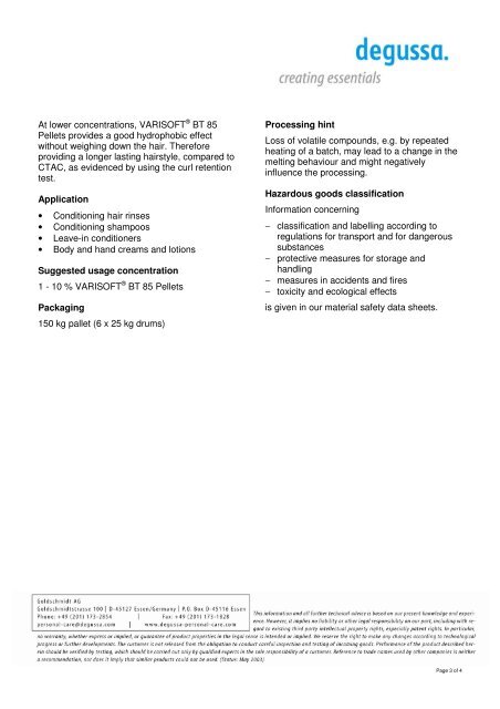 INCI Name (CTFA Name) Beh