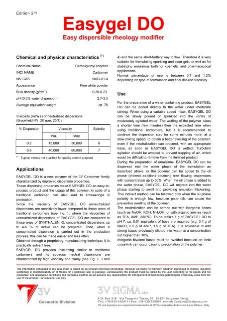 Easygel DO Easy dispersible rheology modifier - Quetzal Quimica