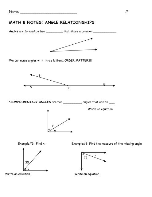 Angles And Angle Relationships
