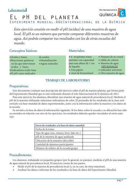 Hoja De Trabajo De Escala De Ph De ácidos Y Bases