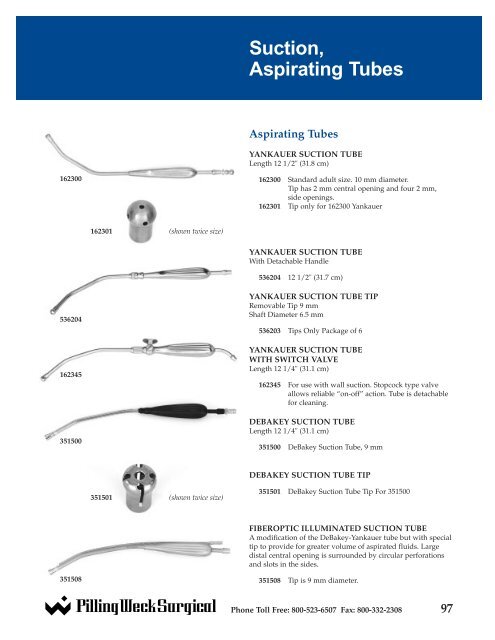 Suction, Aspirating Tubes
