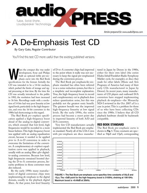 A De-Emphasis Test CD - AudioAmateur