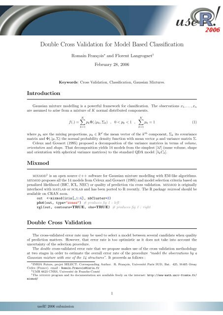 Double Cross Validation for Model Based Classification - Mixmod