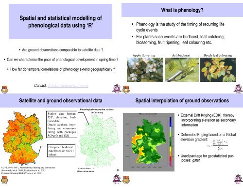 Spatial and statistical modelling of phenological data using 'R'