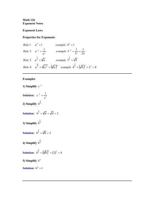 Properties Of Exponents Examples
