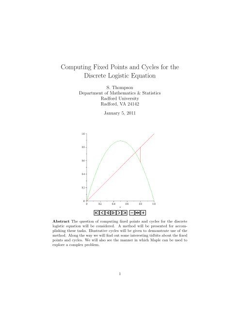 Computing Fixed Points and Cycles for the Discrete Logistic Equation