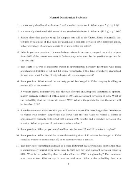 Normal Distribution Examples