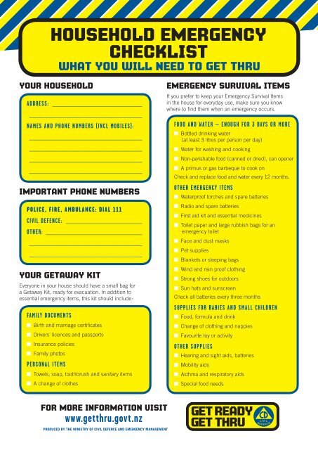 household emergency checklist