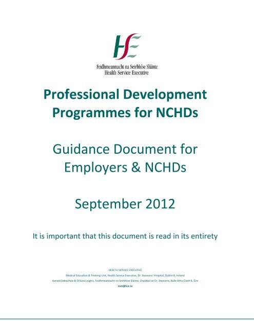 Professional Development Programmes Guidance Document