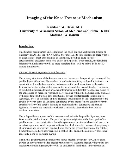 Imaging of the Knee Extensor Mechanism