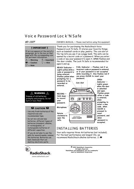 Voice Password Lock N Safe Radio Shack voice-password-lock-n-safe-radio-shack