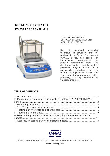 Operating method - Radwag