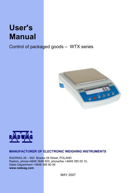 User manual - RADWAG