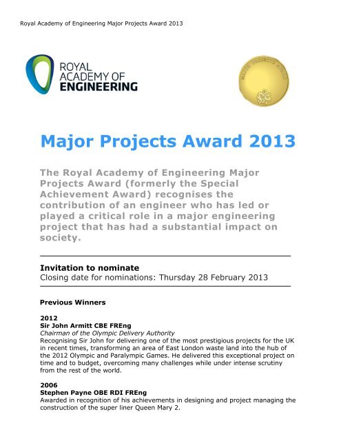 Nomination form - Royal Academy of Engineering