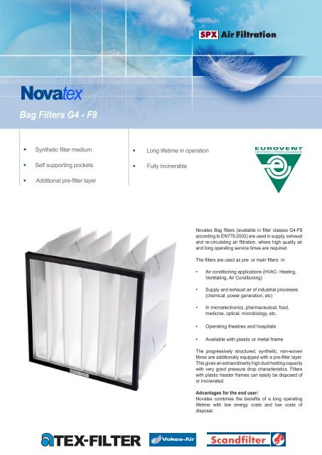 Novatex Bag Filters G4 - F8 - Rafstjorn