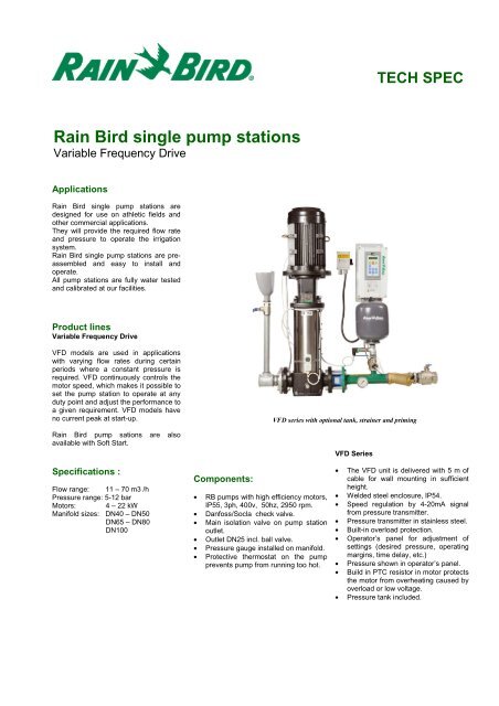 Tech Spec VFD - Rain Bird irrigation