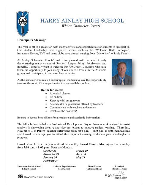 Where Character Counts - Harry Ainlay High School