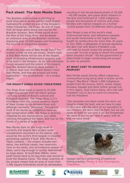 Fact sheet: The Belo Monte Dam - Rainforest Foundation UK