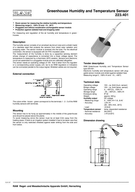 Greenhouse Humidity and Temperature Sensor 223.401