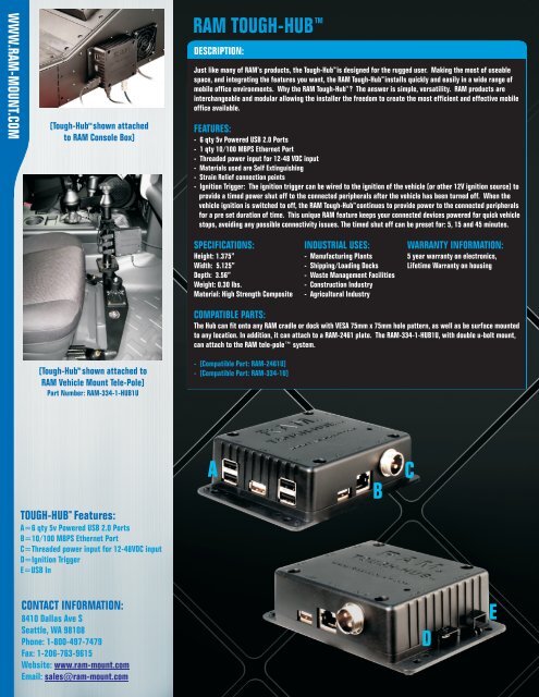 RAM Tough-Hubâ ¢ Specifications Sheet - RAM Mounts