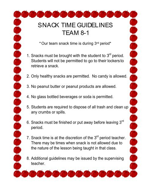 Snack Time Guidelines