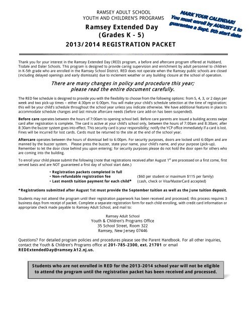 RED Registration Packet - Ramsey School District