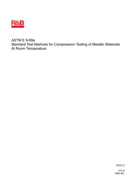 ASTM E 9-89a Standard Test Methods for Compression Testing of ...
