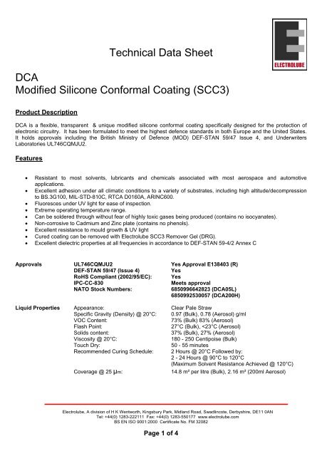 DCA Modified Silicone Conformal Coating (SCC3) - Simpex ...