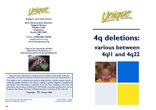 4q deletions between - Unique - The Rare Chromosome Disorder ...