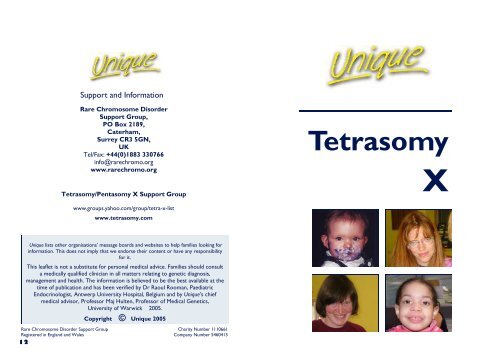 Support and Information - Unique - The Rare Chromosome Disorder ...