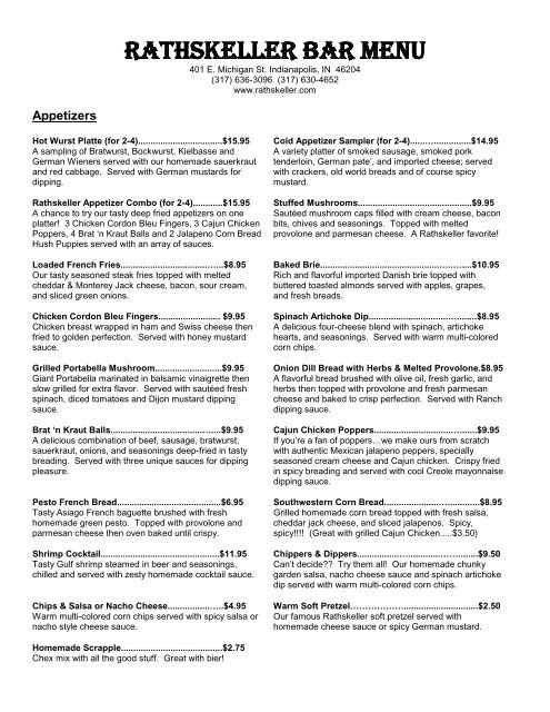 Download PDF Menu - The Rathskeller