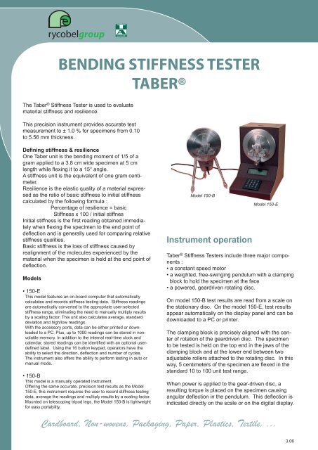 BENDING STIFFNESS TESTER TABER® Cardboard ... - Regmed