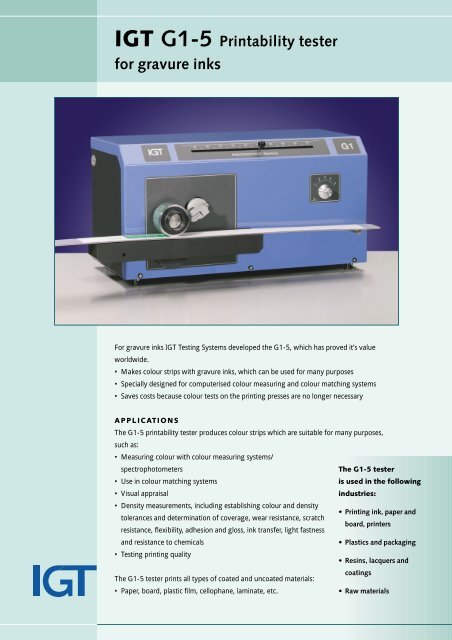 Printability Tester Rotogravure - Regmed