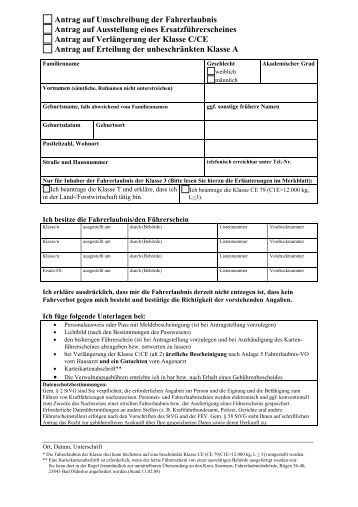 Antrag auf Erteilung einer Fahrerlaubnis für ... - Fastforms.de