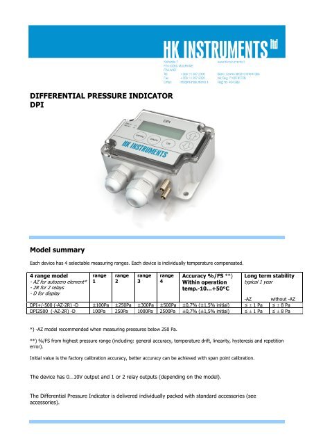 DIFFERENTIAL PRESSURE INDICATOR DPI