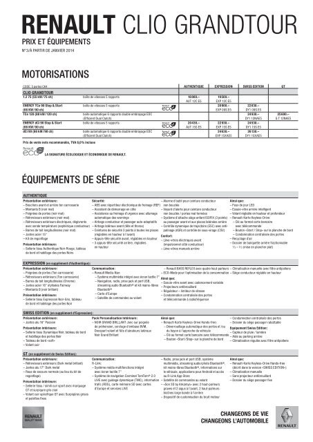 Liste de prix - Renault