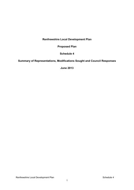 Renfrewshire Local Development Plan Proposed Plan Schedule 4 ...
