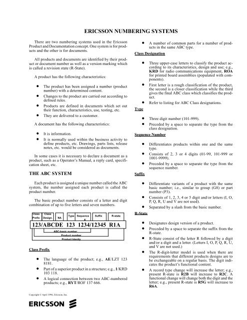 Ericsson Document Numbering System - The Repeater Builder's ...