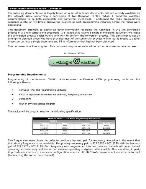 Kenwood TK-941 Conversion - The Repeater Builder's Technical ...