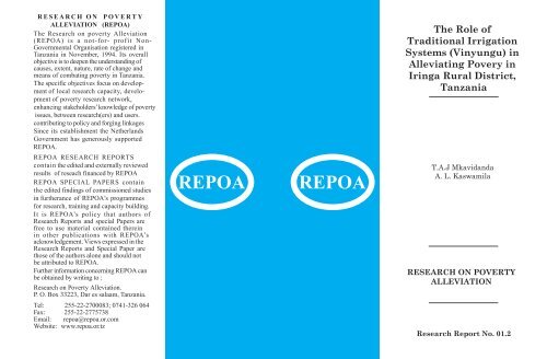 The Role of Traditional Irrigation Systems (Vinyungu) in ... - Repoa