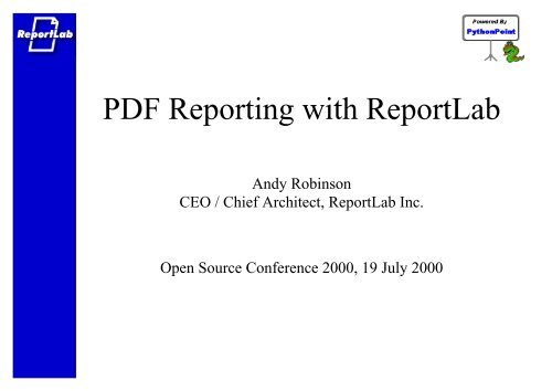 PDF Reporting with ReportLab