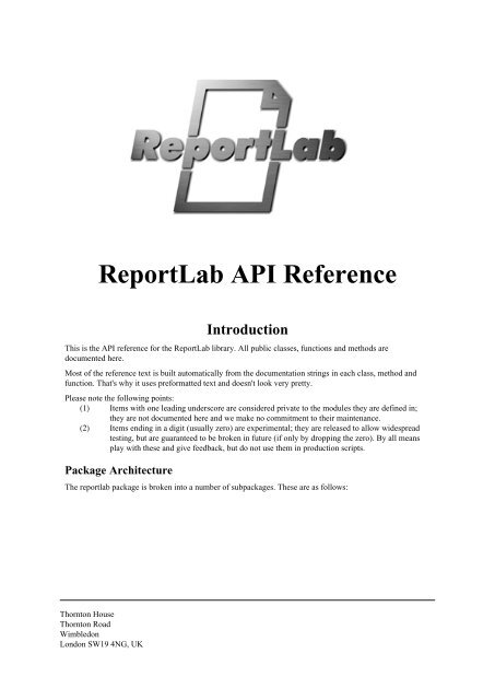 Reference Manual Reportlab