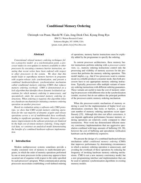 Conditional Memory Ordering - IBM Research